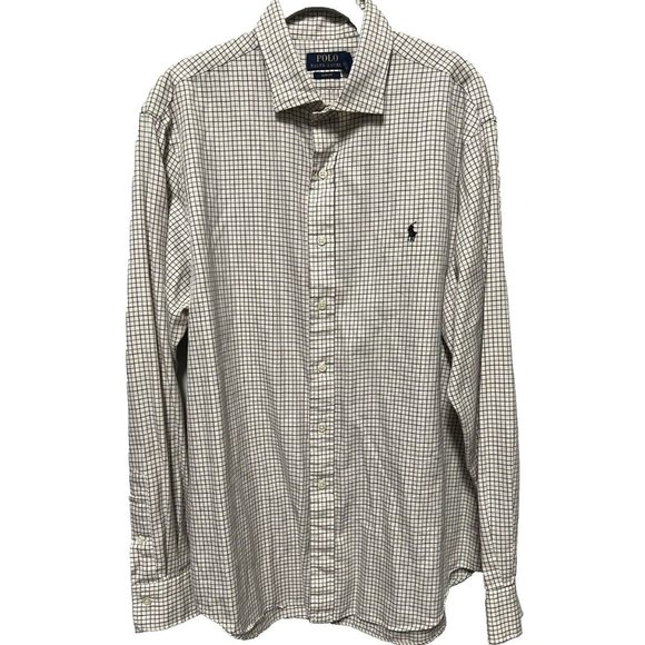 Polo Ralph Lauren | Shirts | Polo Ralph Lauren Mens Shirt Xl Slim Fit Black Brown Beige Check ...